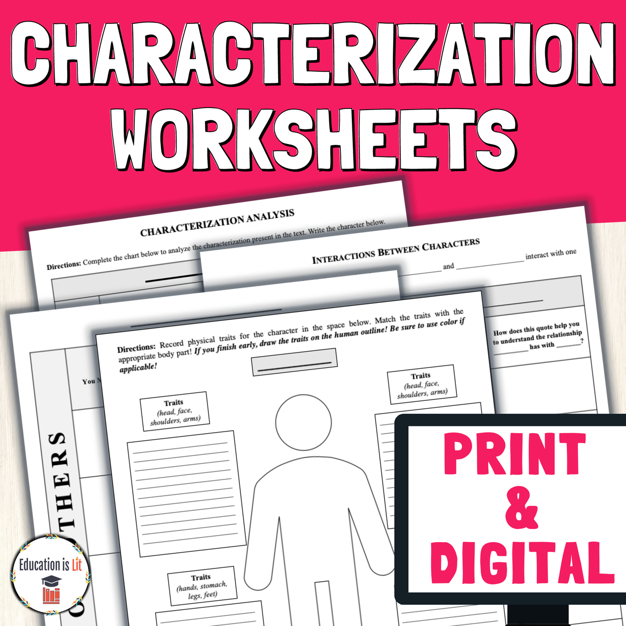 Indirect & Direct Characterization Worksheets