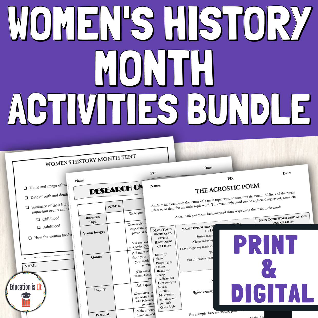 Bundle of Women's History Month Activities and Lesson Plans