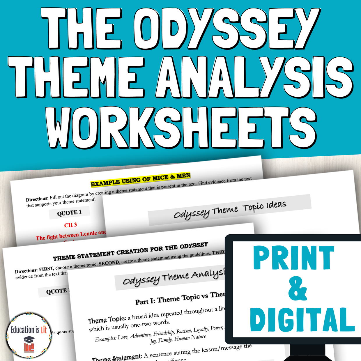 The Odyssey Theme Analysis Worksheets