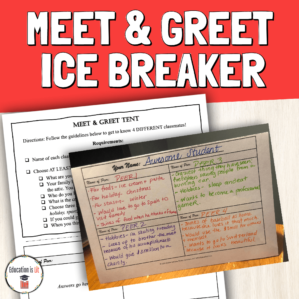 Meet & Greet Ice Breaker Questions Activity