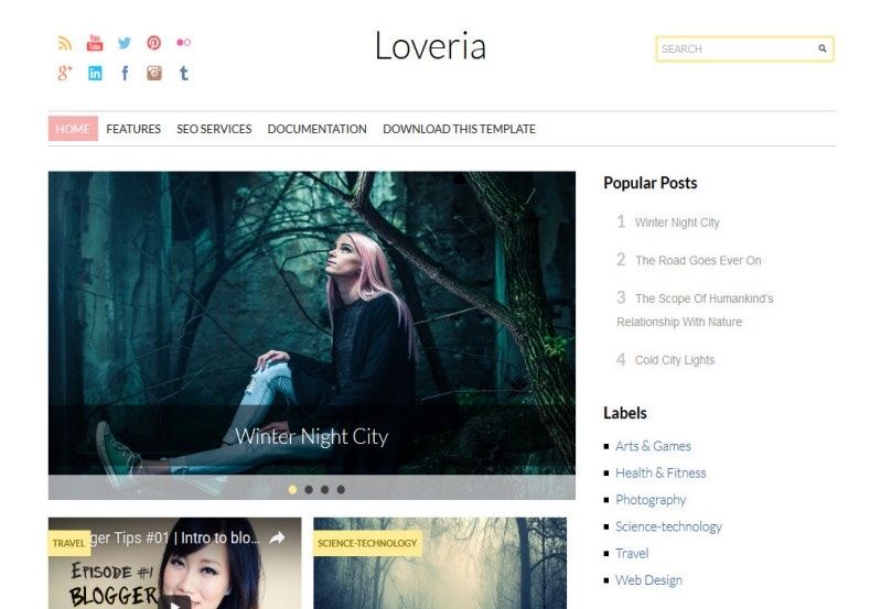 Loveria Blogger Template Premium Version
