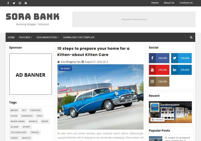Sora Bank Blogger Template Extended Version