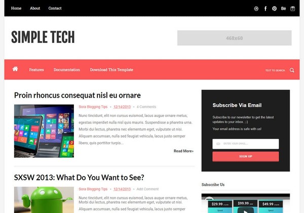 Simple Tech Blogger Template Premium Version