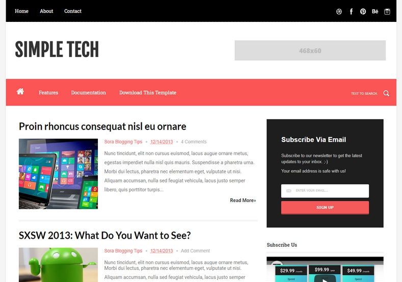 Simple Tech Blogger Template Premium Version