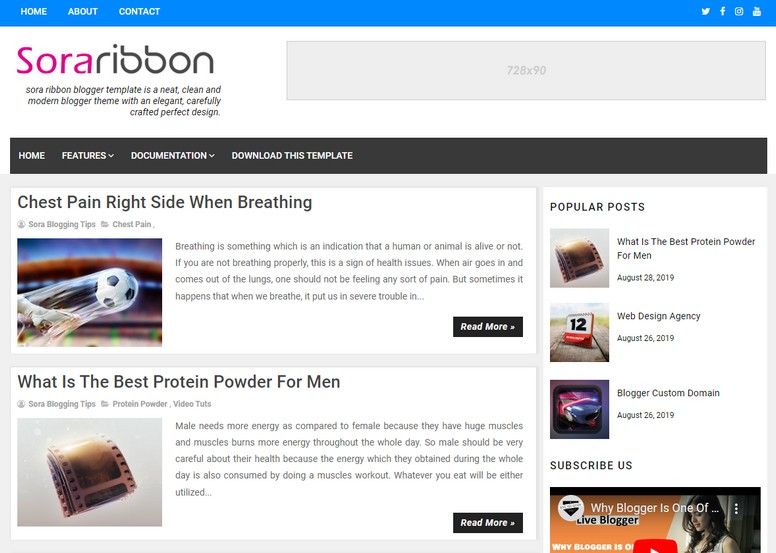 Sora Ribbon Blogger Template Extended Version