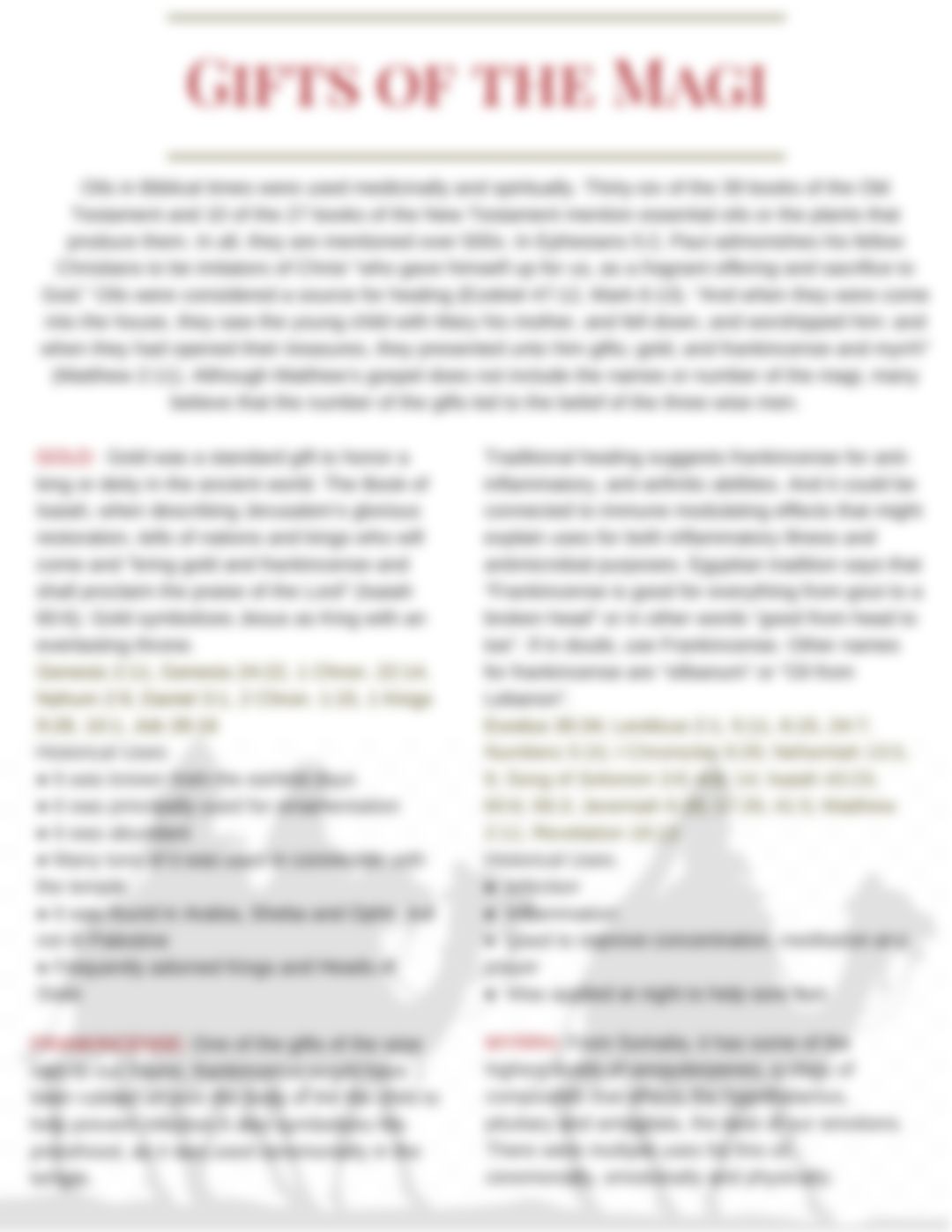 Gifts of the Magi, Oils of the Bible Handout/Christmas, PPT, Class ...