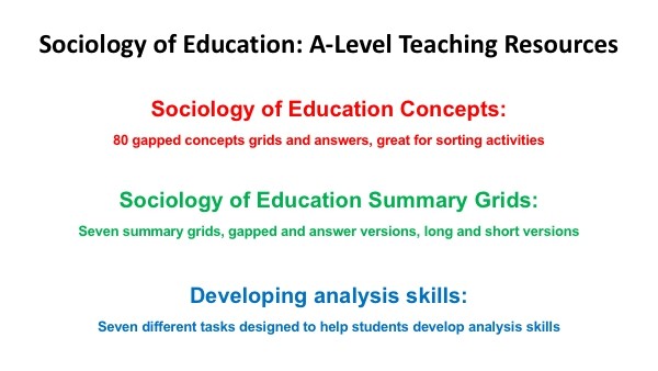 Sociology of Education A-Level Teaching Resources