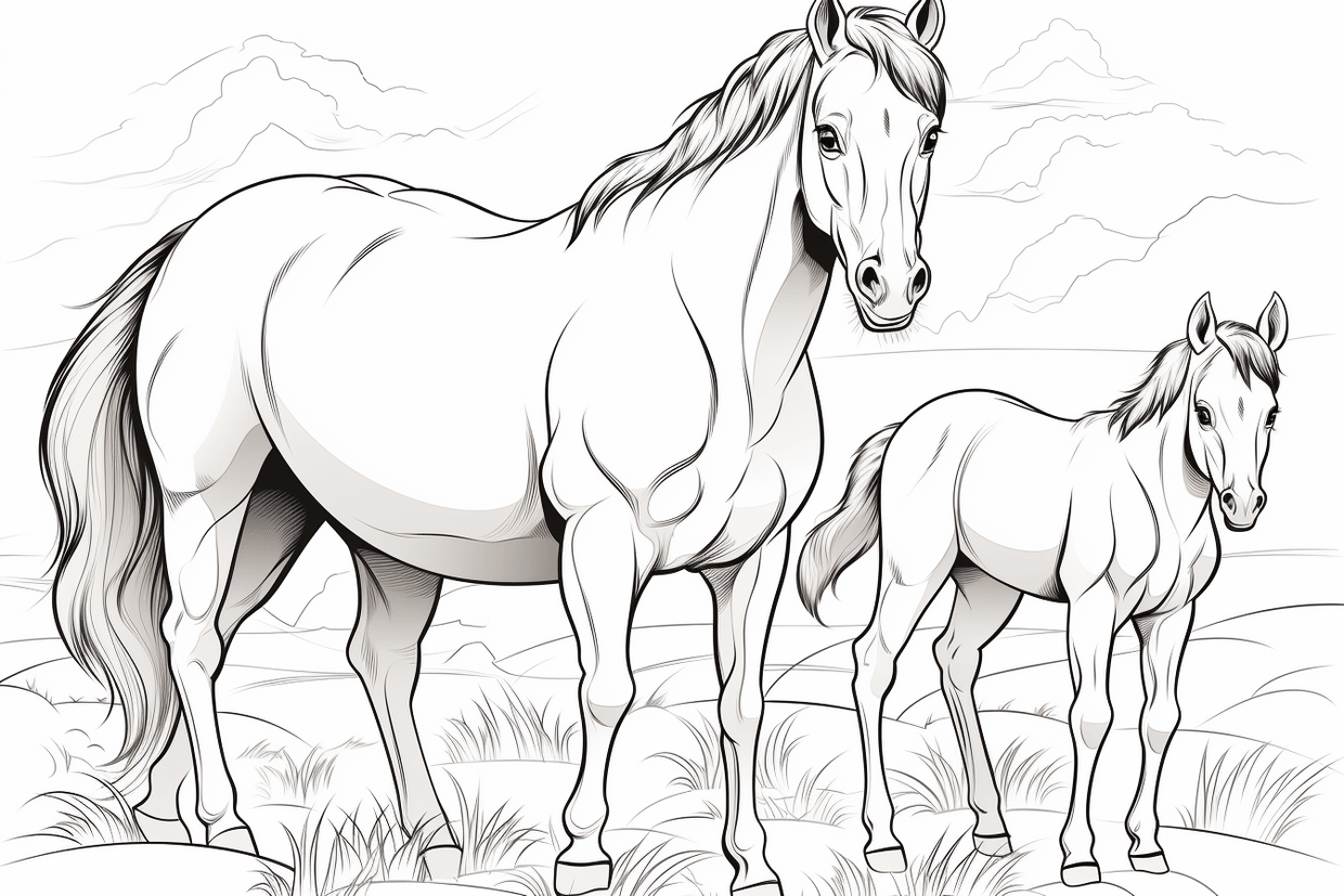 Colouring pages, bundle of horses, 25 images