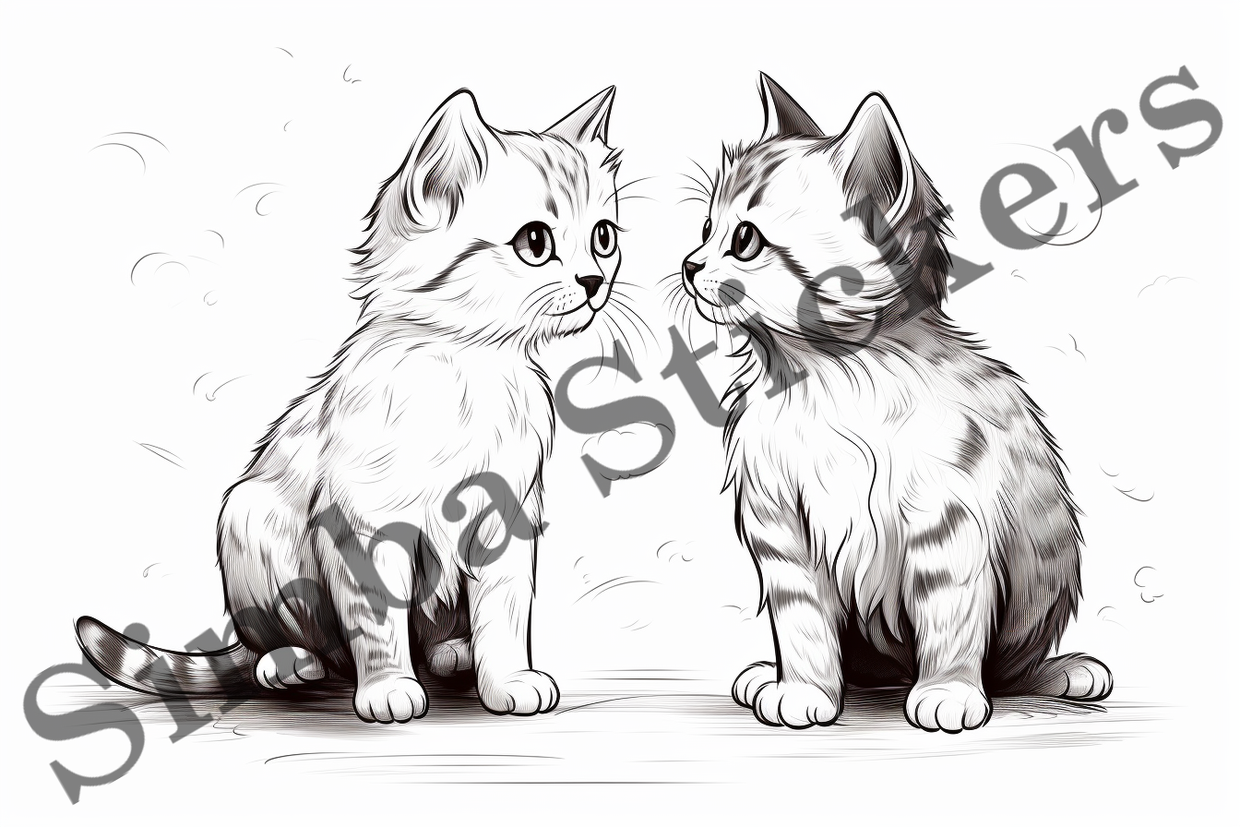 Colouring pages, Bundle of cats, 25 images