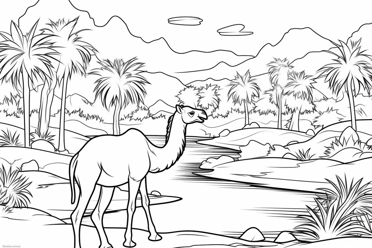 Colouring pages, bundle of singular camels, 10 images