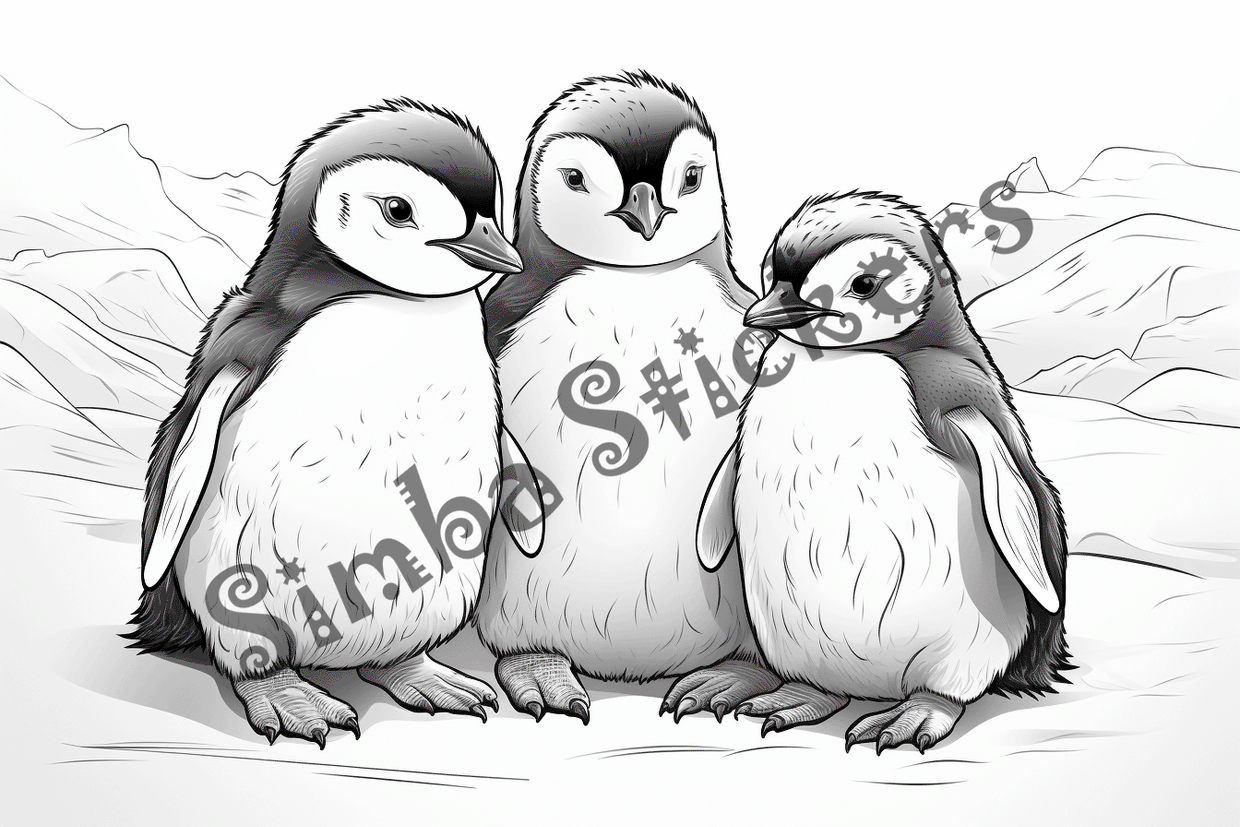 Colouring pages, bundle of penguins, 25 images