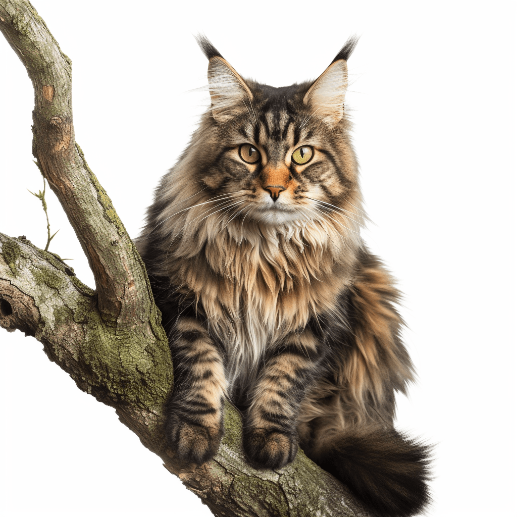 Maine Coon cats in trees, image set, 10 images