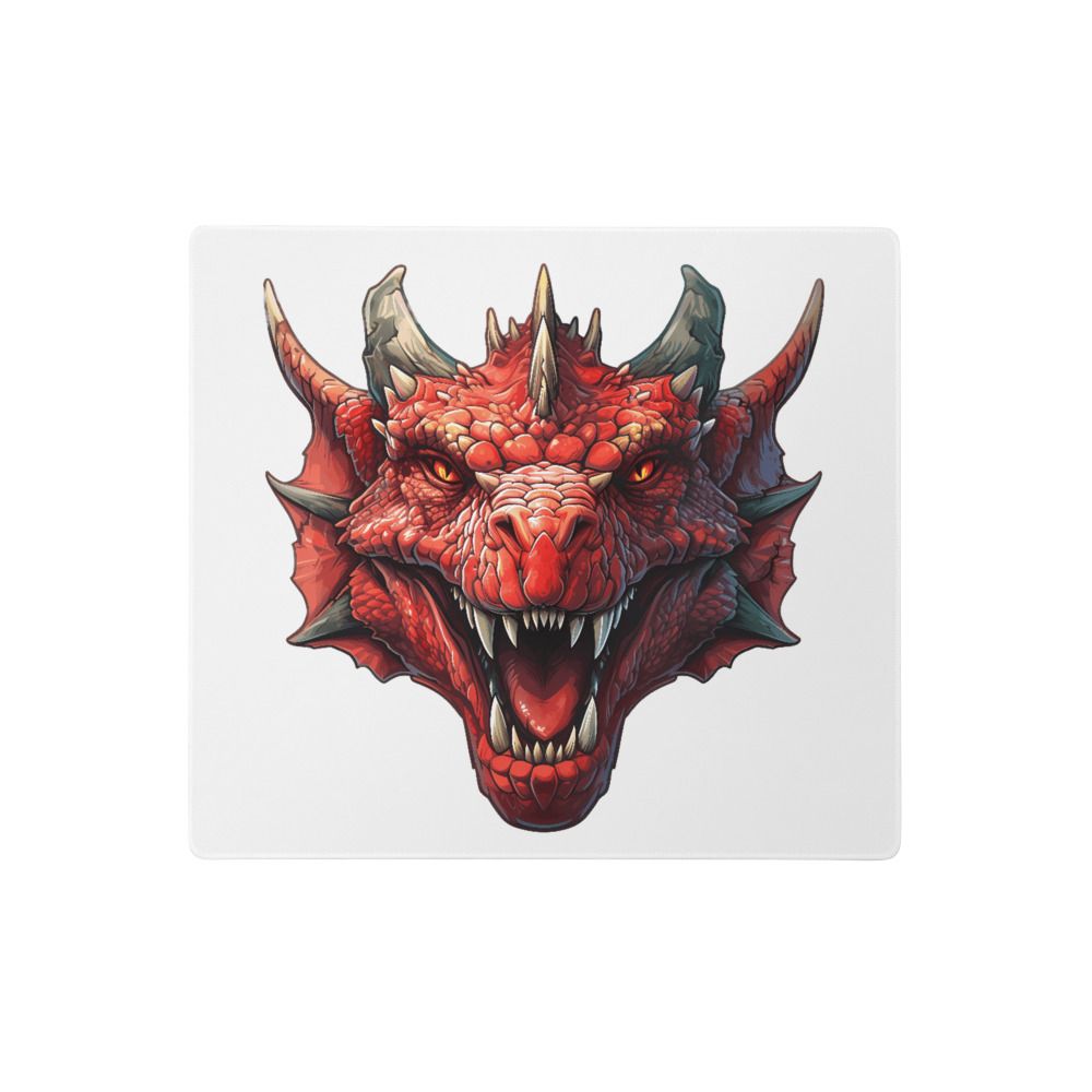 Gaming Mouse Pad, 18x16, Red Chinese dragon face