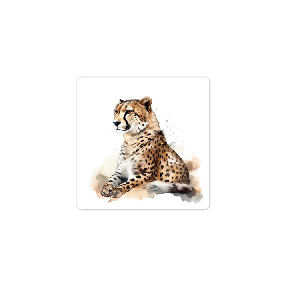 Sticker 3x3, Cheetah sitting, watercolour