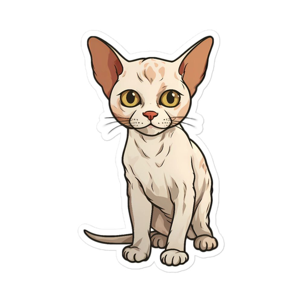 Sticker 5.5x5.5, Devon Rex cat sitting