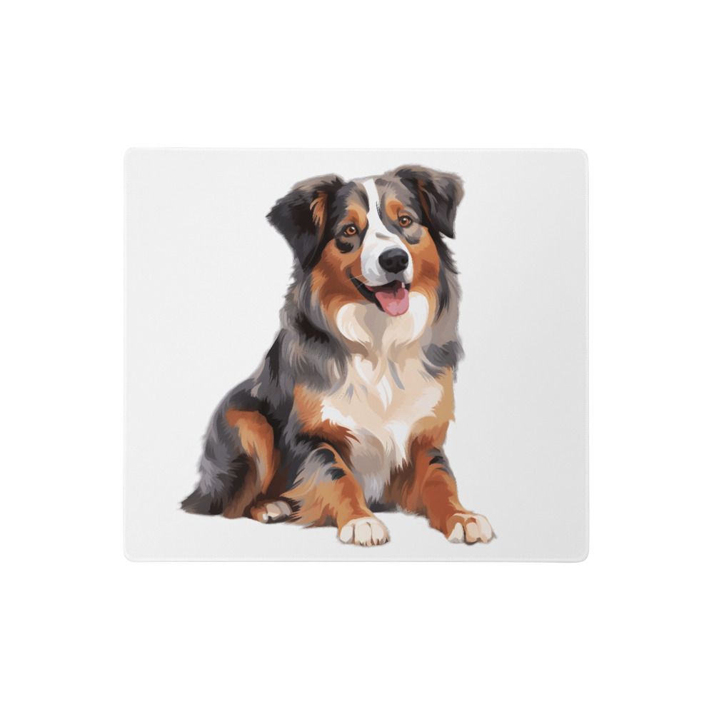 Gaming Mouse Pad, 18x16, Australian Shepherd dog sitting with tongue out