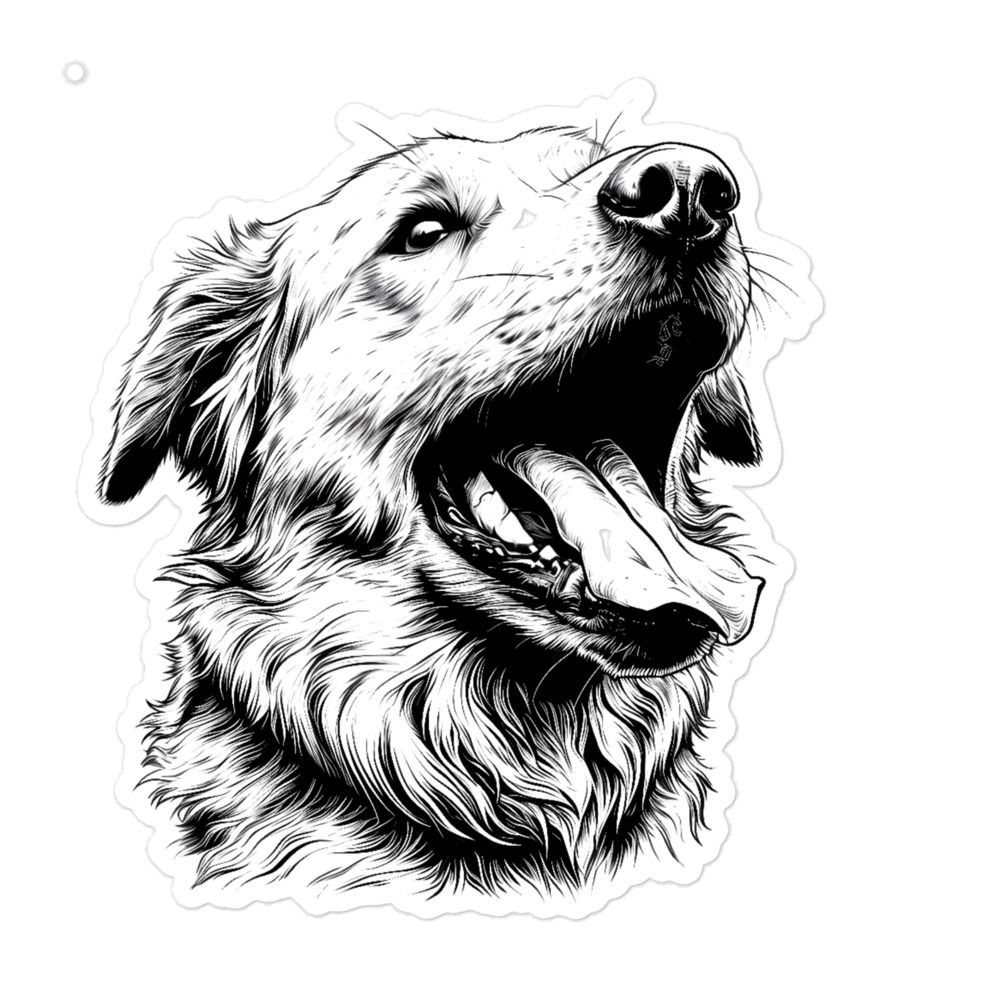 Sticker 5.5x5.5, Dog panting, outline art