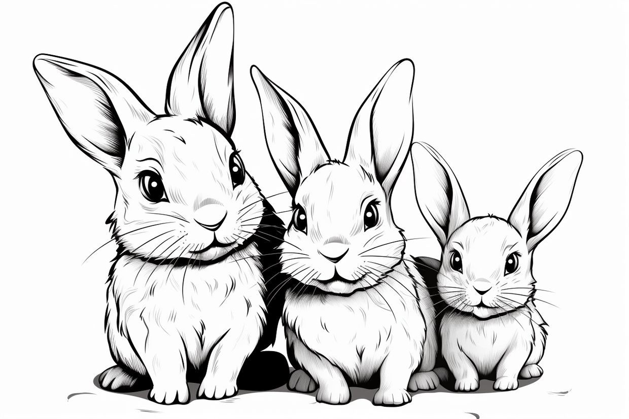 Colouring pages, bundle of rabbits, 25 images 2