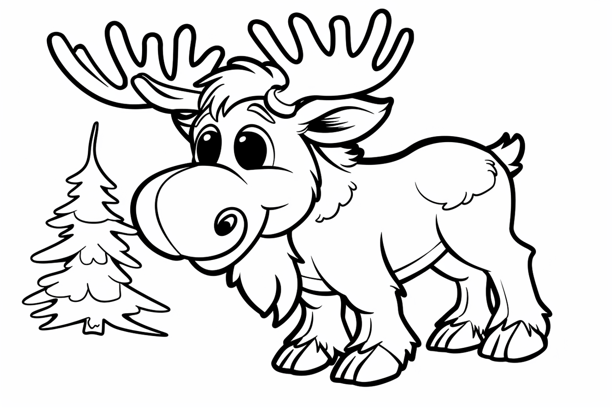 Colouring pages, Bundle of moose, simple, 10 images