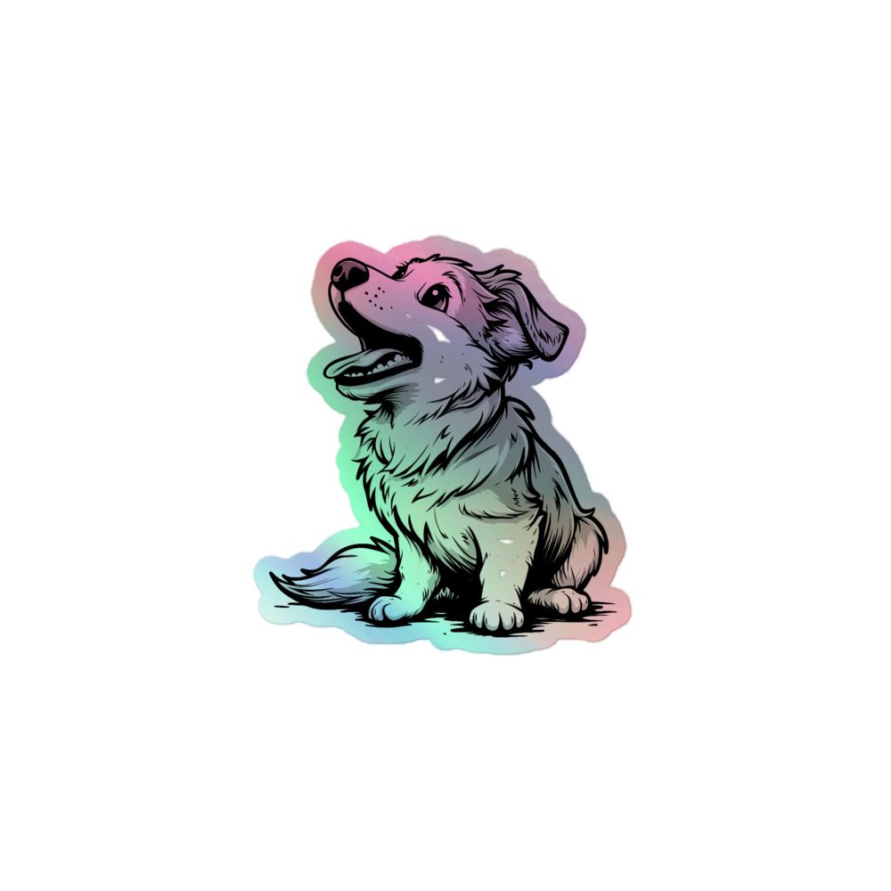 Kiss-Cut Holographic Stickers, Dog barking, outline art, multiple sizes