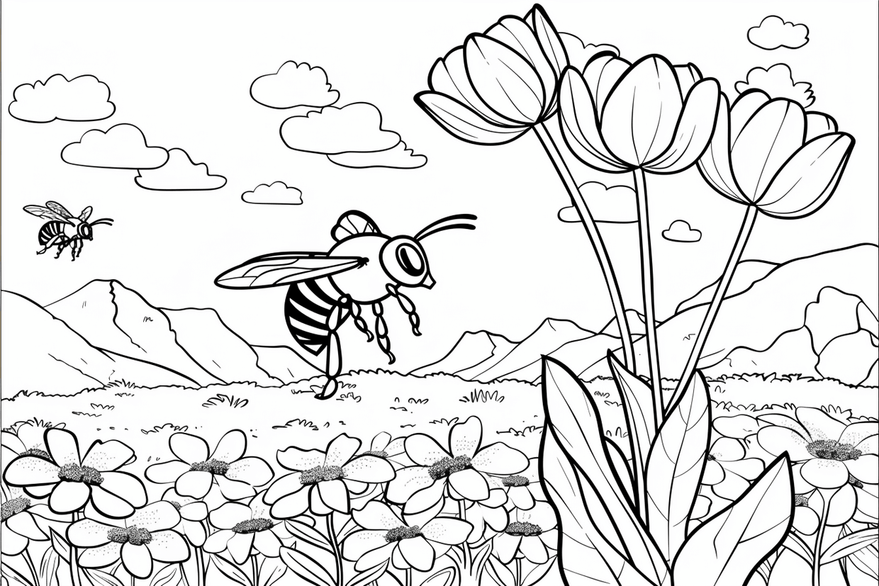 Colouring pages, bundle of bees, 25 images 2