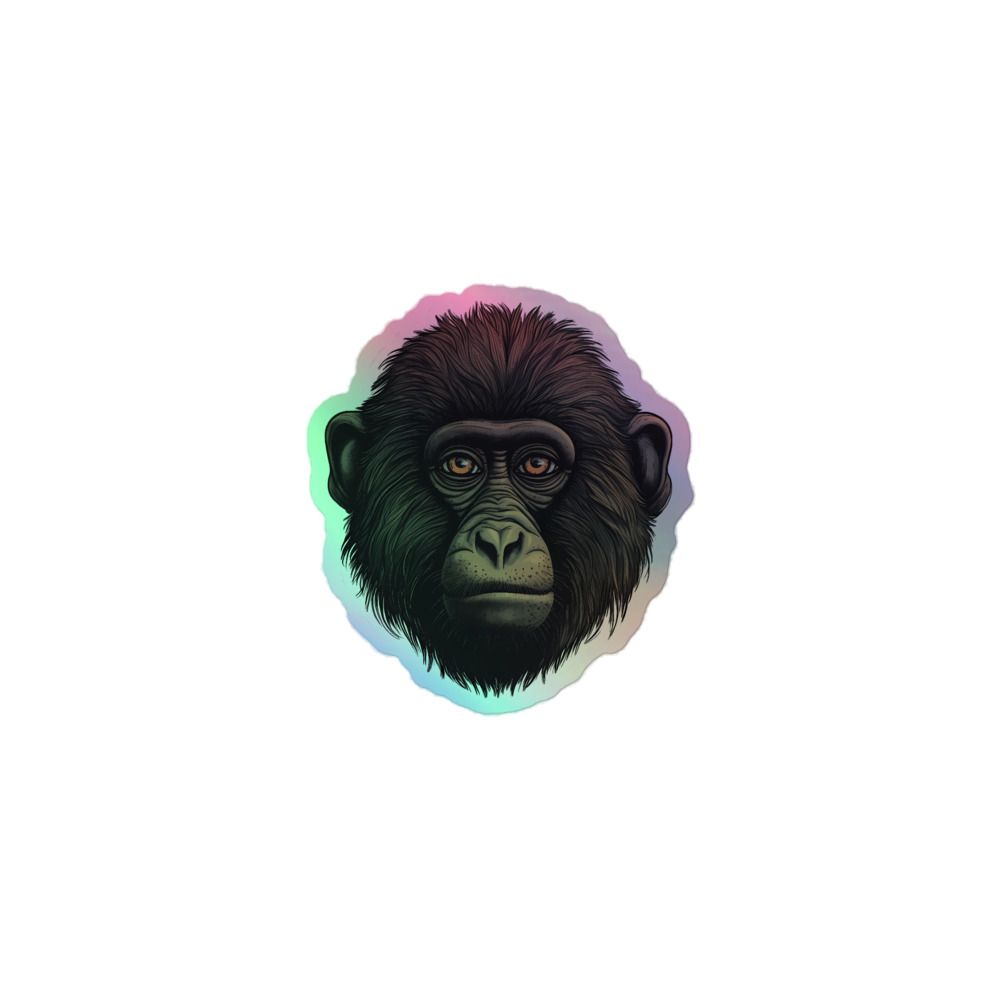 Kiss-Cut Holographic Stickers, Baboon face with serious expression