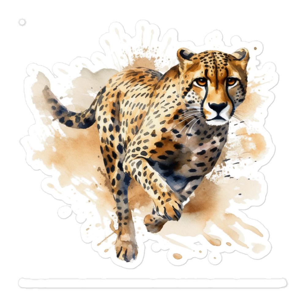 Sticker 5.5x5.5, Cheetah running, watercolour