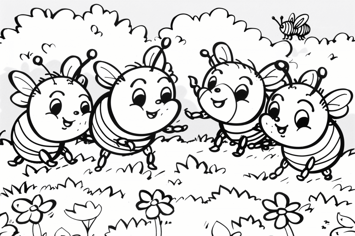 Colouring pages, bundle of bees, 25 images