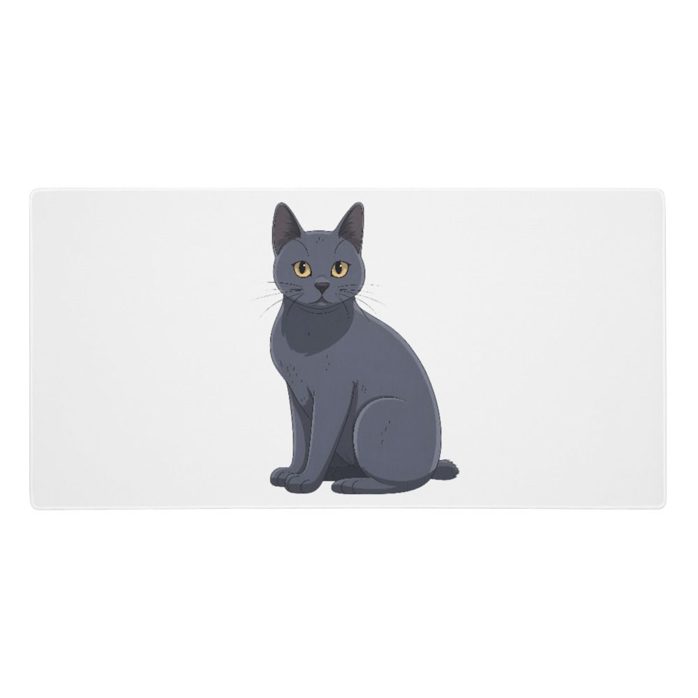 Gaming Mouse Pad, 36x18, Russian blue cat sitting