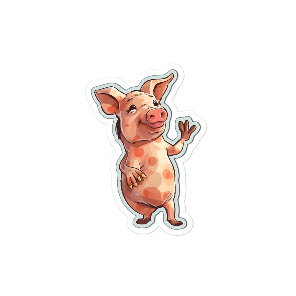 Sticker 4x4, Standing pig waving