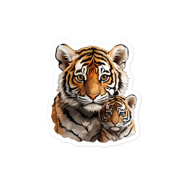 Sticker 4x4, Tiger youngling and cub