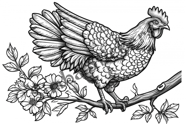 Colouring pages, bundle of chicken, 10 images