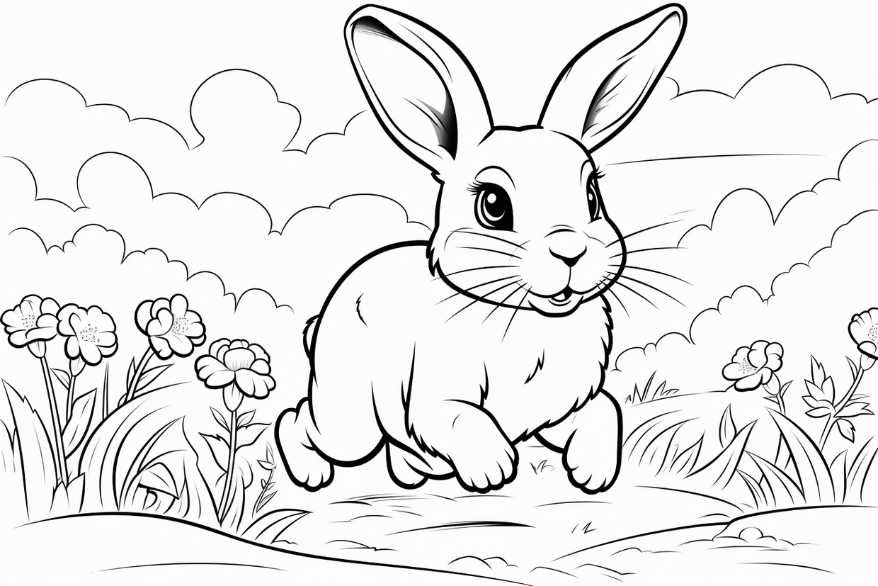 Colouring pages, bundle of rabbits, 25 images