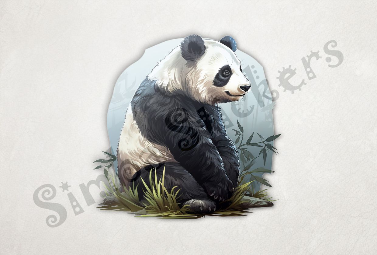 Panda from the side, sitting down, rcgzhl