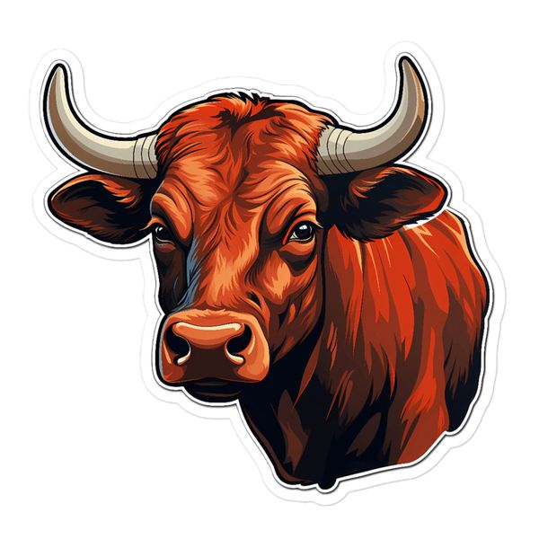Sticker 5.5x5.5, Bull face, partial side view