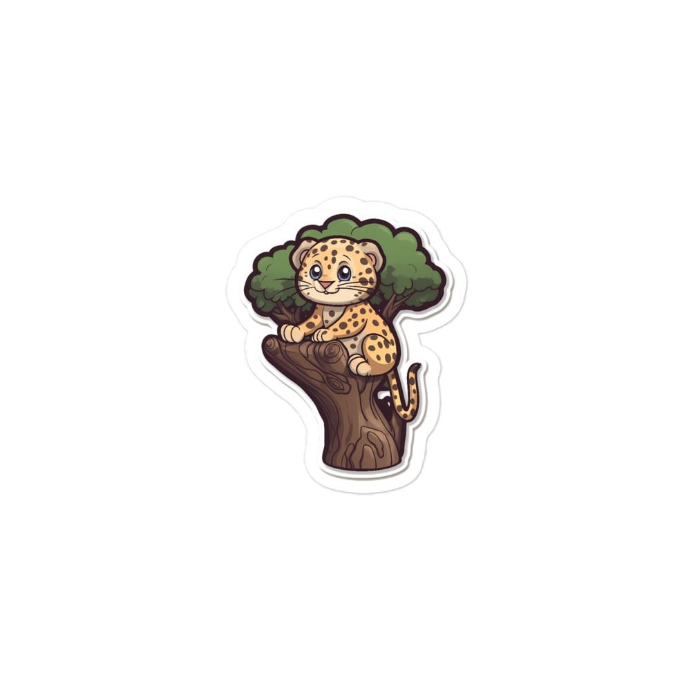 Sticker 3x3, Leopard cub in a tree