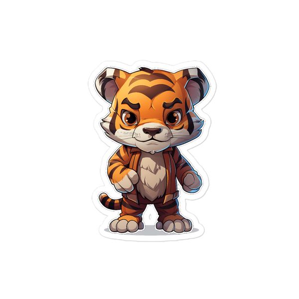 Sticker 4x4, Tiger cub standing straight, looking toug