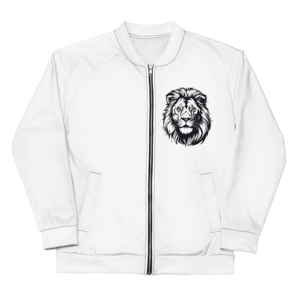 Unisex Bomber Jacket, Majestic lion face, front and back