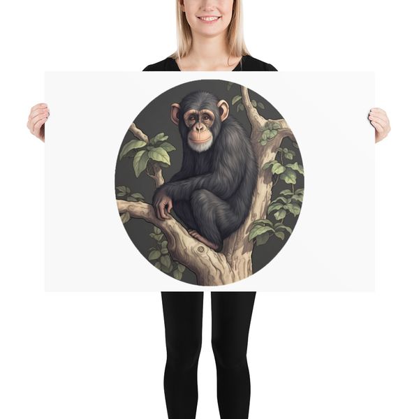 Enhanced Matte Paper Poster, 36x24, Chimpanzee on bran