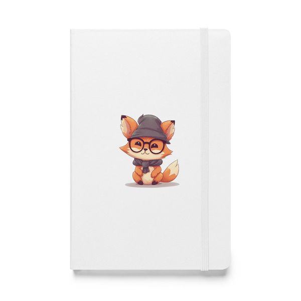 Hardcover Bound Notebook, Fox in hat and glasses