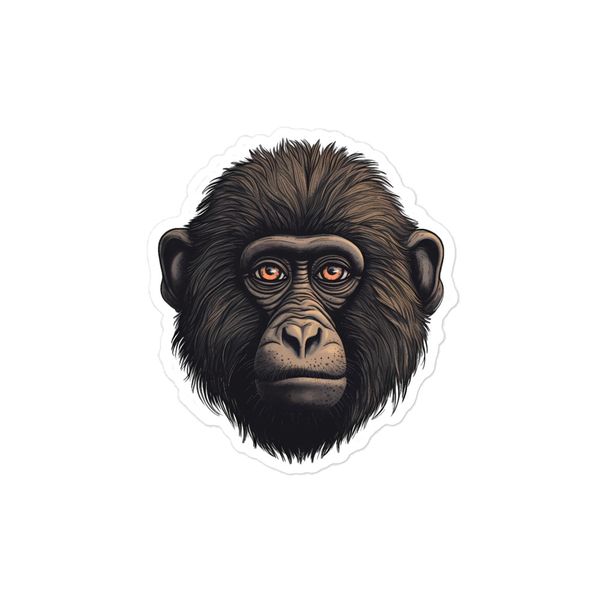 Sticker 4x4, Baboon face with serious expression
