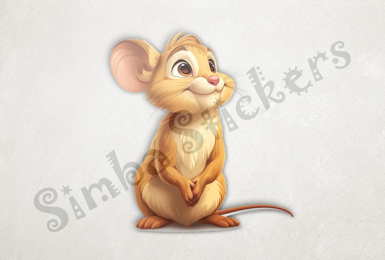 Mouse holding hands together with cheeky smile, f83ak5