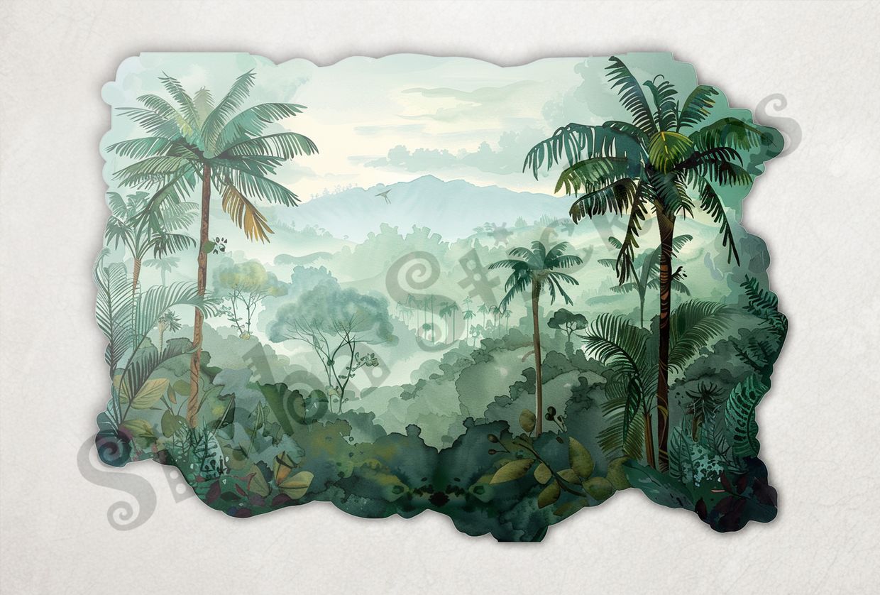 Equatorial Rainforest landscape, overlooking thick vegetation