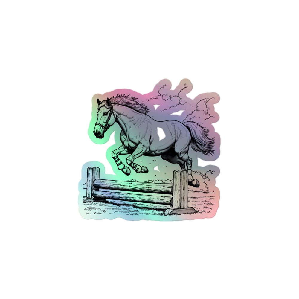 Kiss-Cut Holographic Stickers, Horse jumping over an obstacle, outline ...