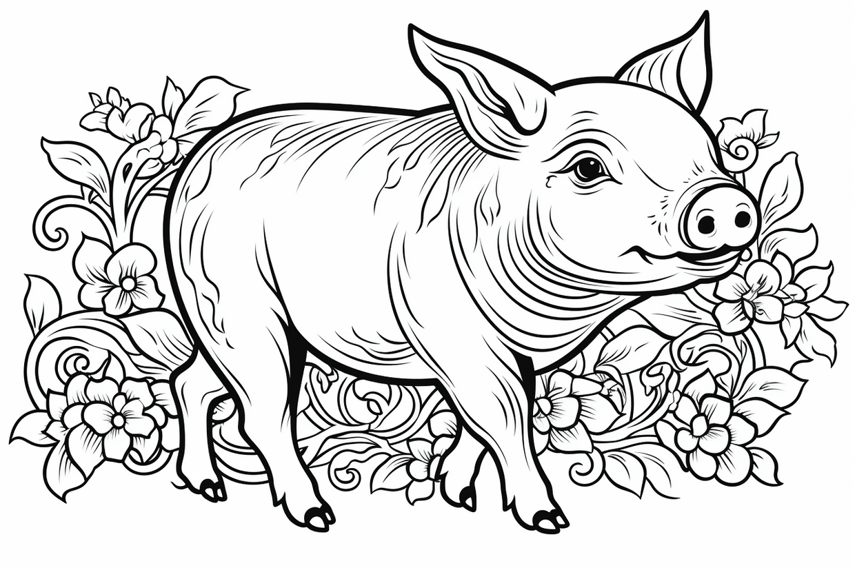 Colouring pages, bundle of pigs, 25 images 2
