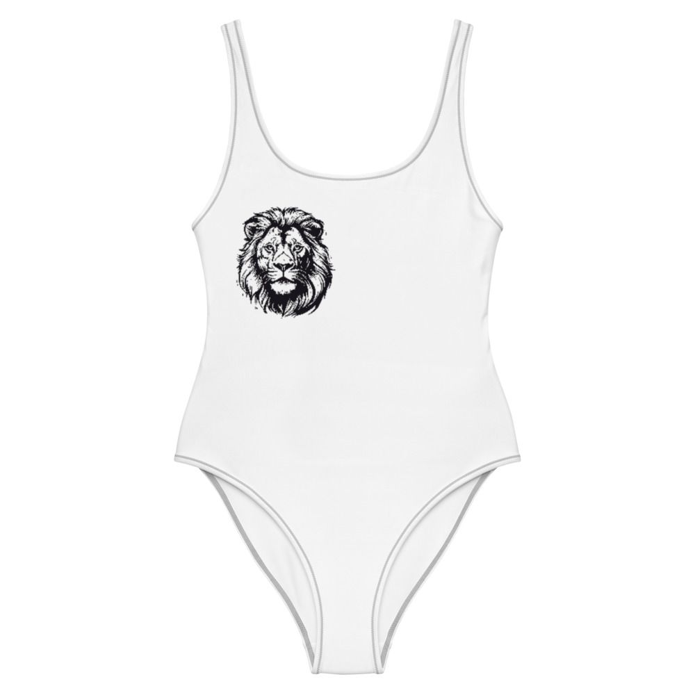 All-Over Print One-Piece Swimsuit, Majestic lion face, right chest