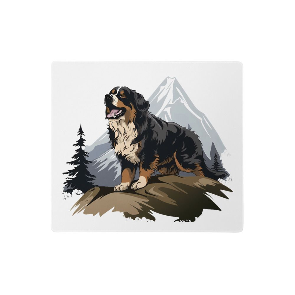 Gaming Mouse Pad, 18x16, Bernase Mountain dog with mountain in background