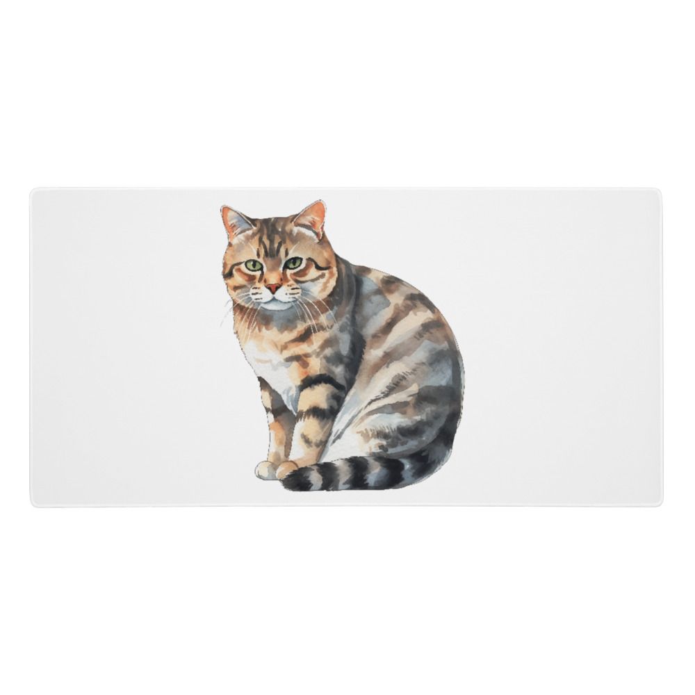 Gaming Mouse Pad, 18x16, American Shorthair cat, watercolour