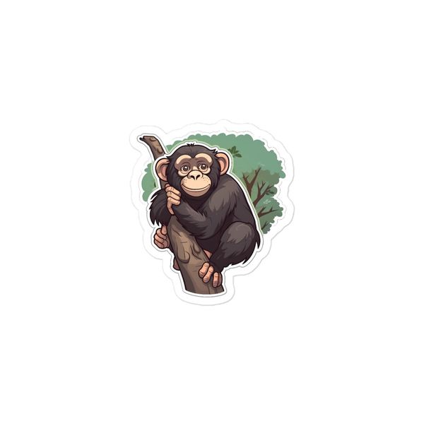 Sticker 3x3, Chimpanzee on a branch in a tree