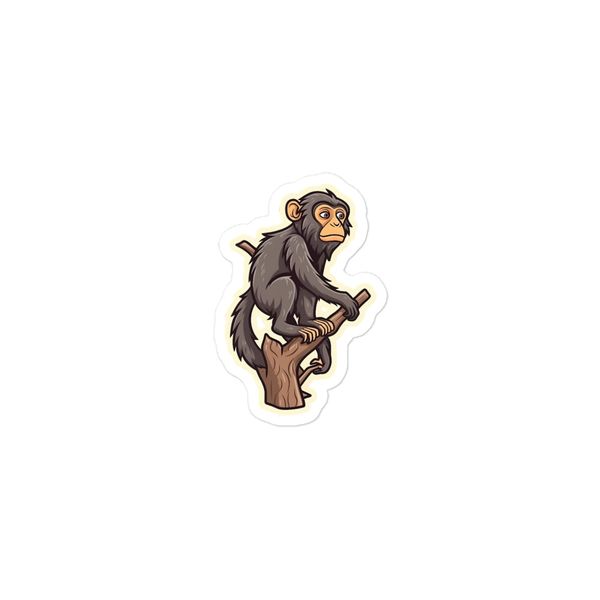 Sticker 3x3, Baboon on a tree, looking sad